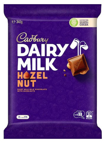 Buy 2 x Cadbury Dairy Milk Hazelnut Large Chocolate Block 340g - MyDeal ...