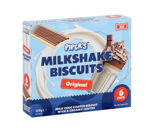 Buy 2 x Piper's Milkshake Original Biscuits 6 pack 120G - MyDeal Australia