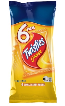 Buy 2 x Twisties Cheese Flavoured Snacks 6 pack 114g - MyDeal Australia