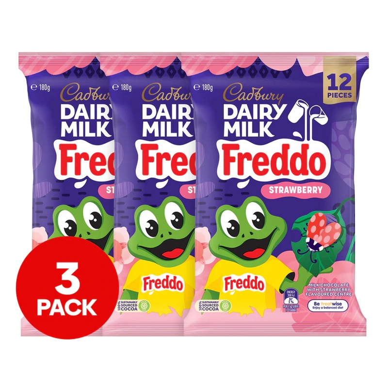 Buy 3 x Cadbury Freddo Strawberry Chocolate Sharepack 12 Pieces, 180g ...