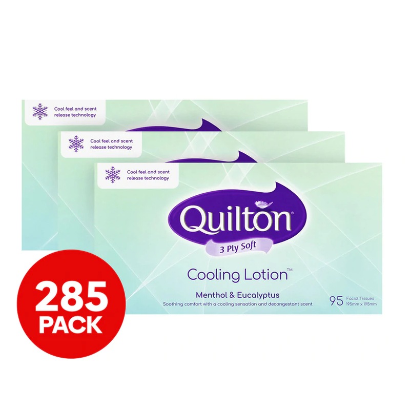 Buy 3 x Quilton 3 Ply Soft Cooling Lotion Facial Tissues Menthol ...