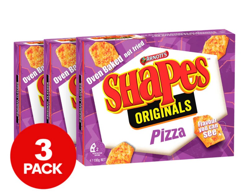 Buy Arnott's Shapes Originals Cracker Biscuits Pizza 175g - Pack of 3 ...