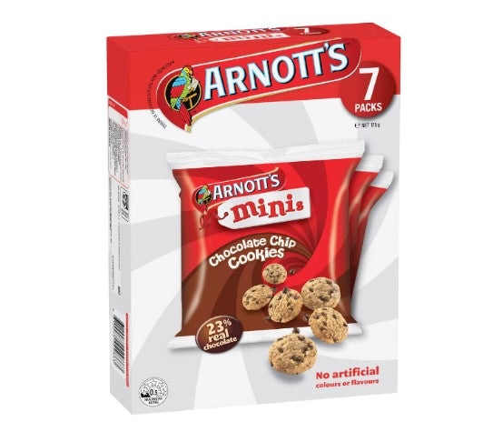 Buy Arnotts Mini Choc Chip Cookie Multipack Biscuits 7 Pack - MyDeal ...