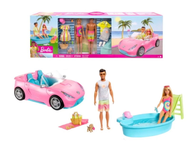 Buy Barbie and Ken Convertible Car and Pool Gift Set - AU - MyDeal ...