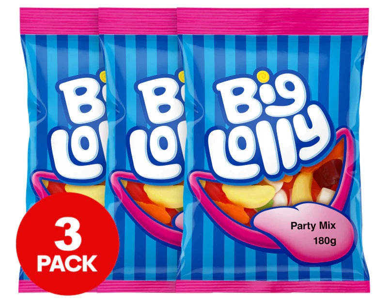 Buy Big Lolly Party Mix 180g - Pack of 3 - MyDeal Australia