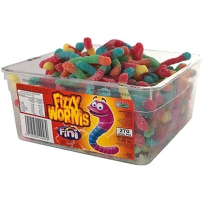 Buy Fini Fizzy Worms Sour Gummy Kids Sweet Candy Lollies Chewy Snack 1 ...