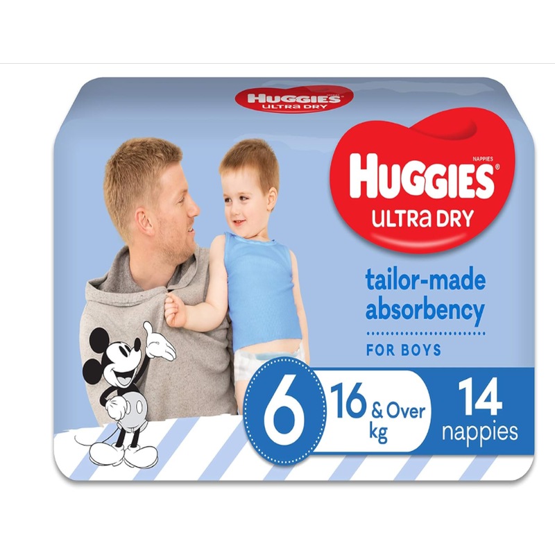 Buy Huggies Ultra Dry Nappies Boys Size 6 (16kg+) 14 Count - MyDeal