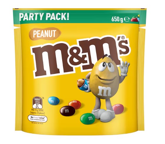 Buy M&M's Peanut Milk Chocolate Snack Party Pack 650g - MyDeal Australia