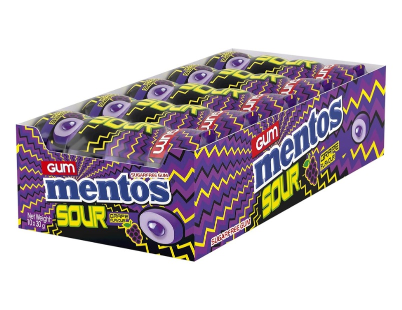Buy Mentos Sour Grape Gum 30 g (Pack of 10) - AU - MyDeal Australia