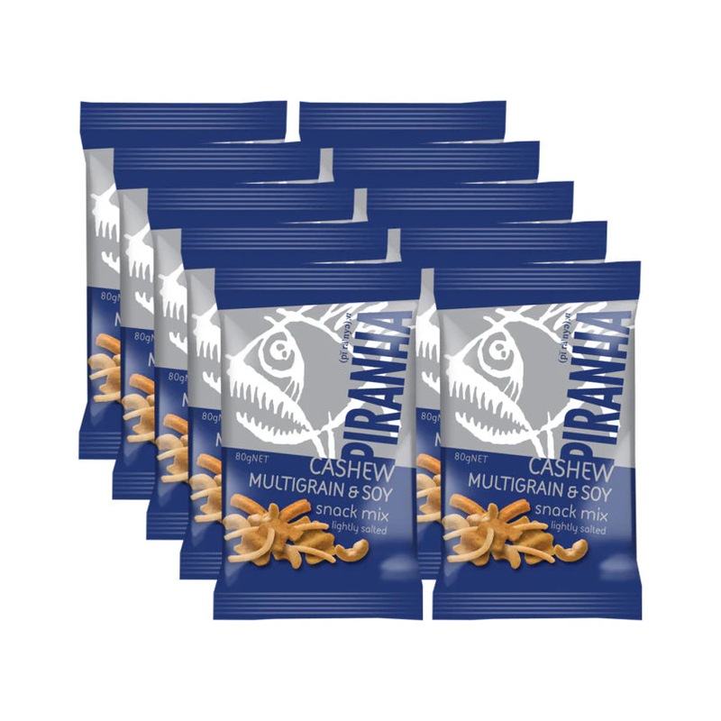 Buy Piranha Cashew Multigrain & Soy Snack Mix 80g - Pack of 10 - MyDeal