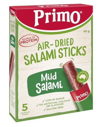 Buy Primo Air - Dried Salami Sticks Mild Salami 5 Pack 90g - MyDeal ...
