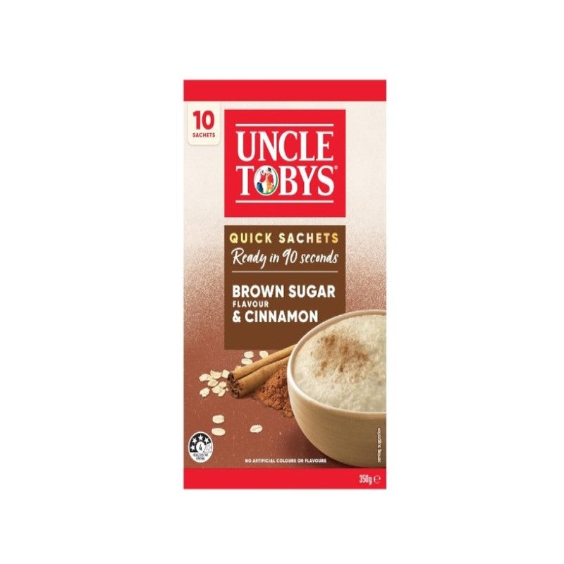 Buy UNCLE TOBYS Oats Quick Sachets Brown Sugar & Cinnamon, 10 Sachets - AU - MyDeal