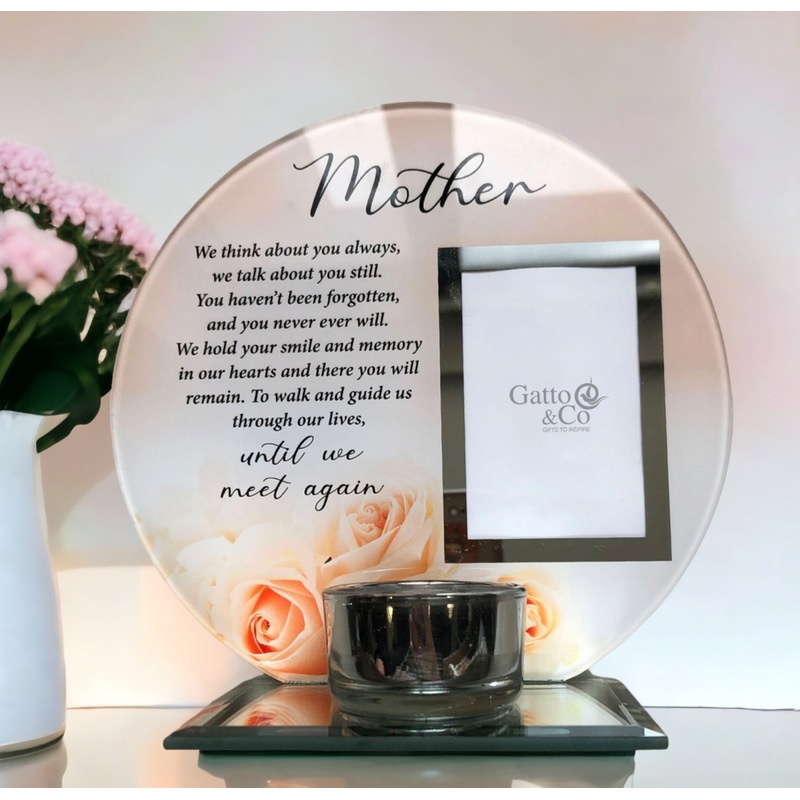 Buy Mother Glass Photo Frame & Tealight Candle Holder- Memorial Plaque ...