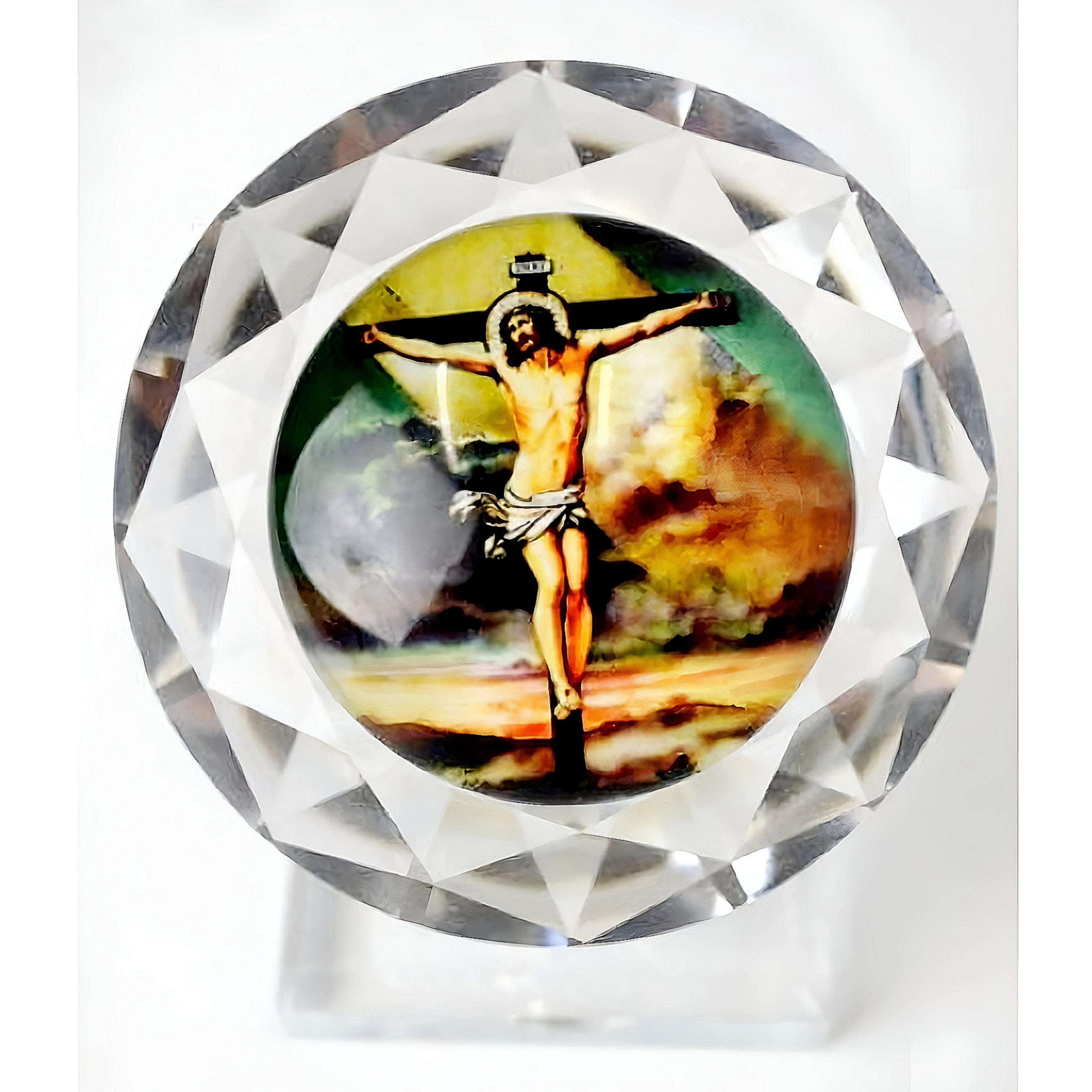 Buy Orthodox Crystal Cut Glass Crucifix Jesus Christ Religious Ornament ...