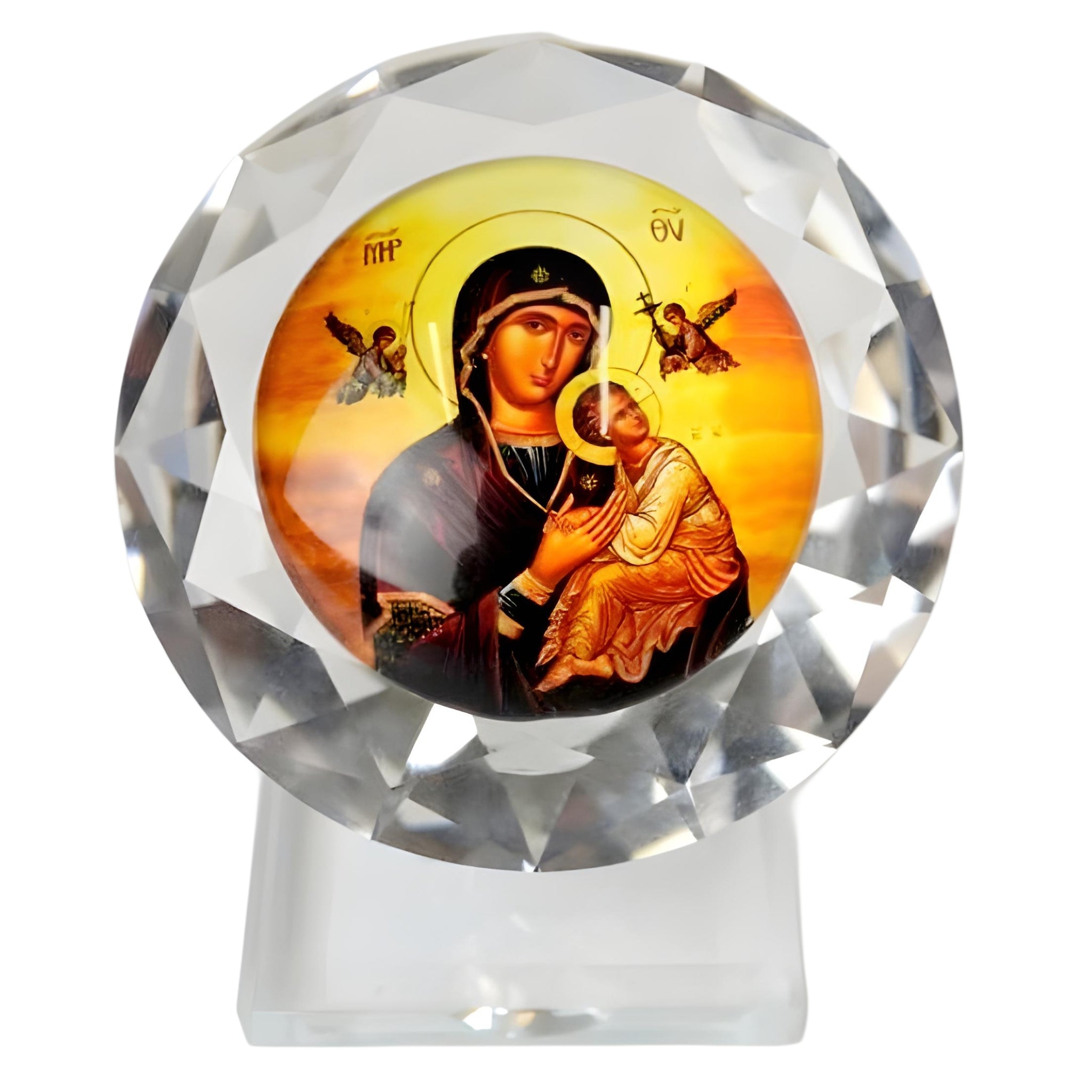 Buy Orthodox Crystal Cut Glass Holy Mother Mary & Jesus Religious ...
