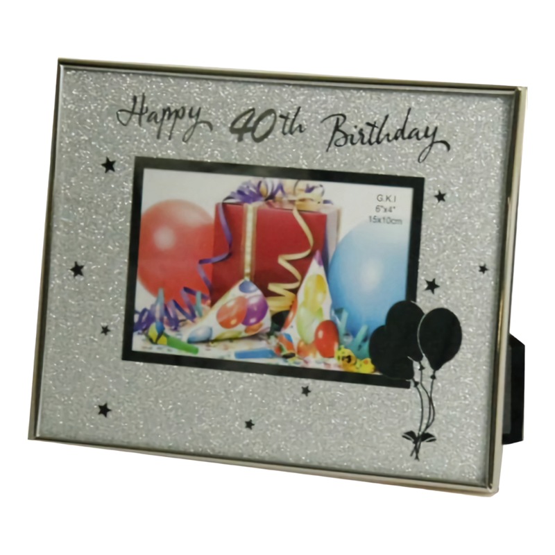Buy Silver Glitter Happy 40th Birthday Photo Frame - MyDeal Buy Silver Glitter Happy 40th Birthday Photo Frame - MyDeal