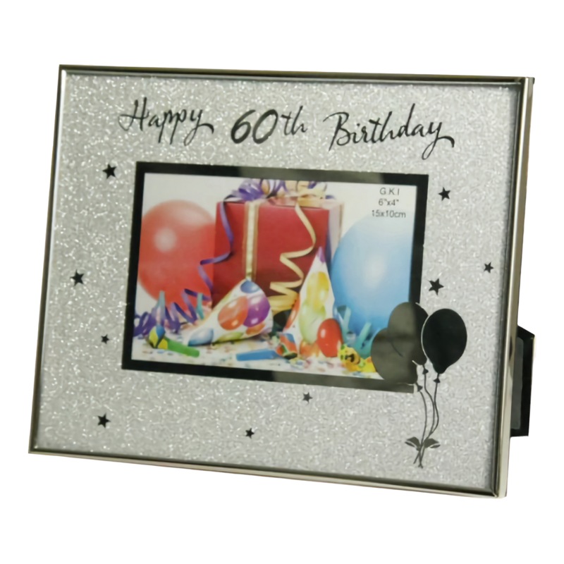 Buy Silver Glitter Happy 60th Birthday Photo Frame - MyDeal