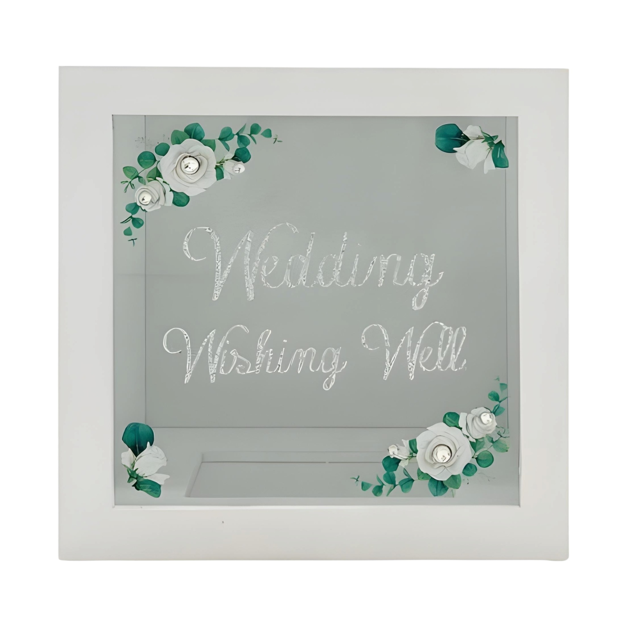 Buy Square White Wood Floral Design Wedding Wishing Well Box - MyDeal ...