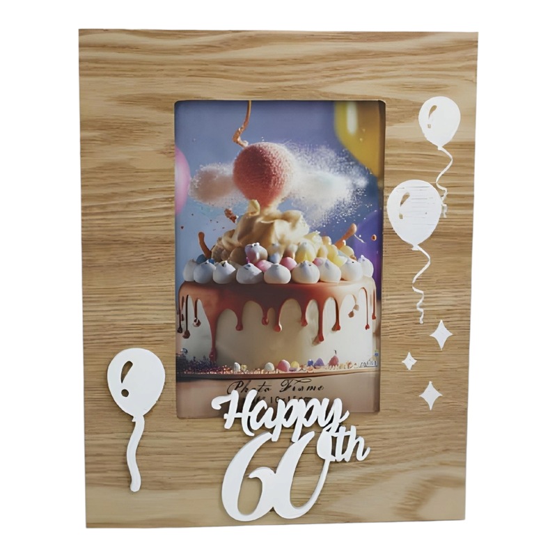 Buy Wood & White Laser Cut 60th Birthday Photo Frame - MyDeal