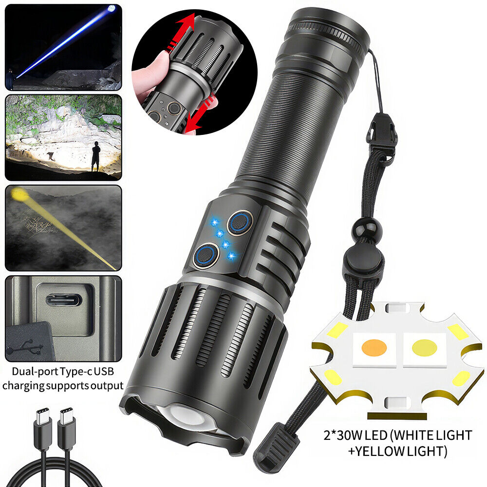 Buy 15000000Lm Led Torch Zoom Light Super Bright Hunting Flashlight Usb ...