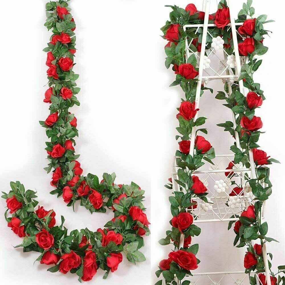 Buy 4x 2.4m Artificial Silk Rose Flower Fake Vine Ivy Hanging Garland ...