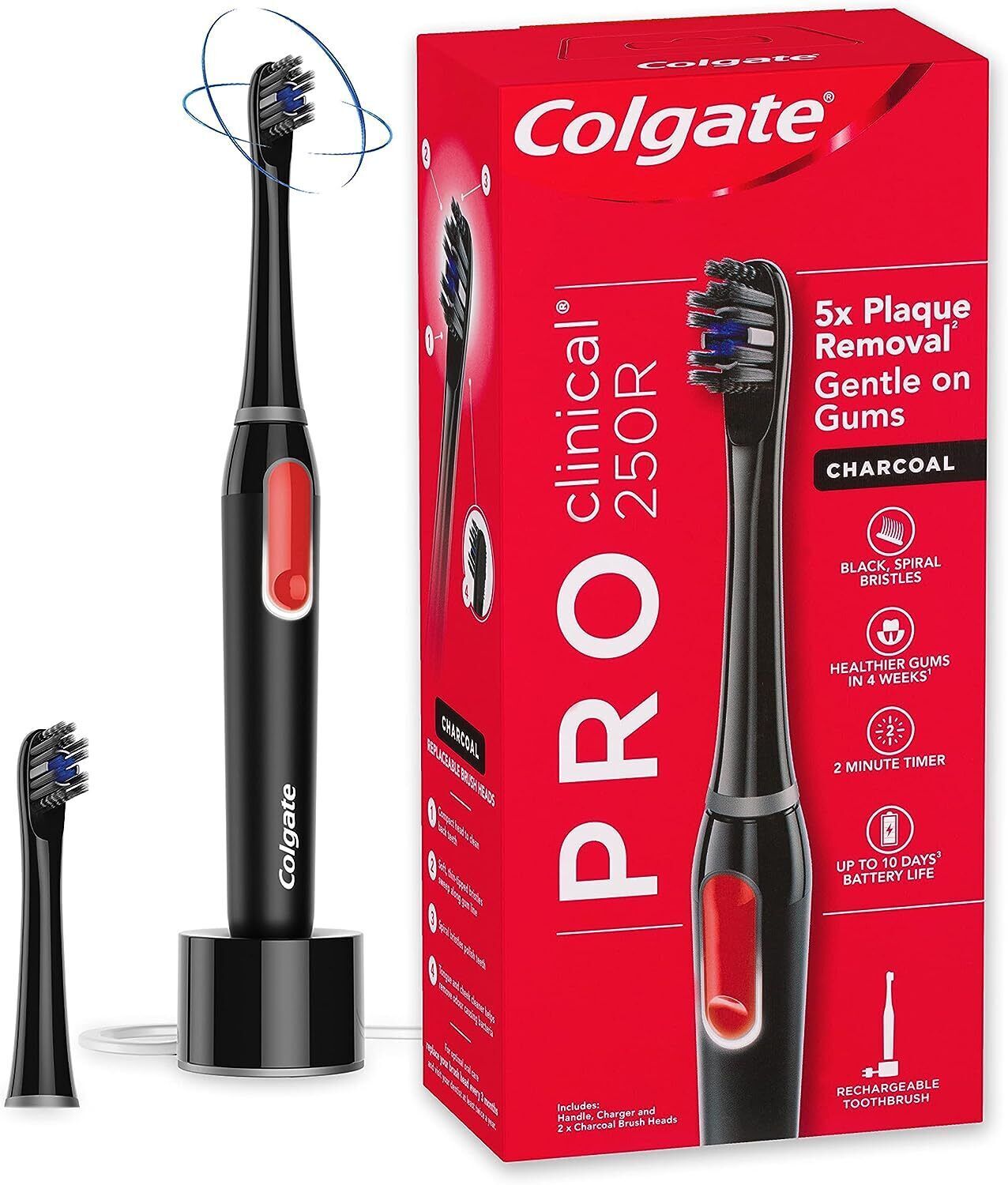 Buy Colgate ProClinical Electric Power Toothbrush 250R Charcoal 2 Brush ...