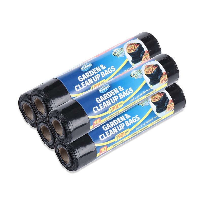 Buy Fin 50Pce 90L Black Garbage Bin Liners Heavy Duty Clean Up - MyDeal