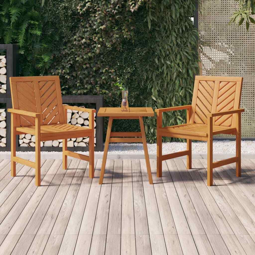 Buy Fin Outdoor Lounge Set Table And Chairs Side Table 3 Piece Solid ...