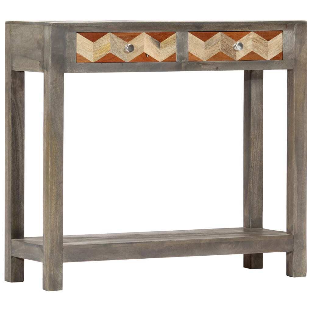 Buy Fin Solid Mango Wood Console Table Grey 86Cm Side Hall Entrance ...