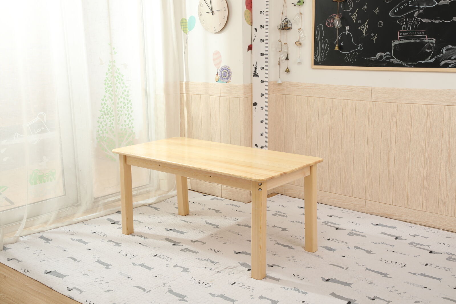 Buy FTYP 120X60Cm Wooden Timber Solid Kids Table Study Desk Pinewood ...