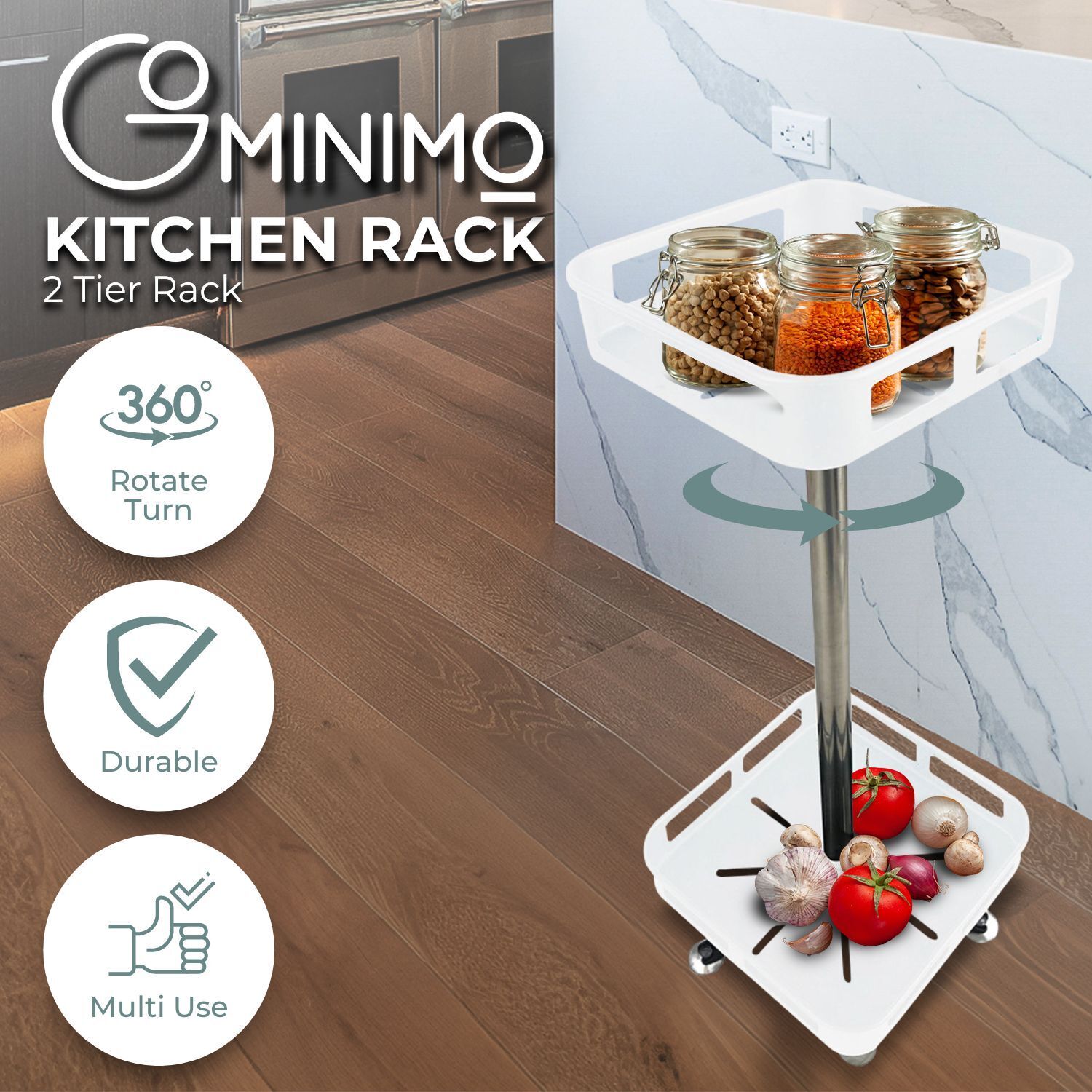 Buy FTYP 2 Tier Rotating Spice Kitchen Storage Rack Organiser Square ...