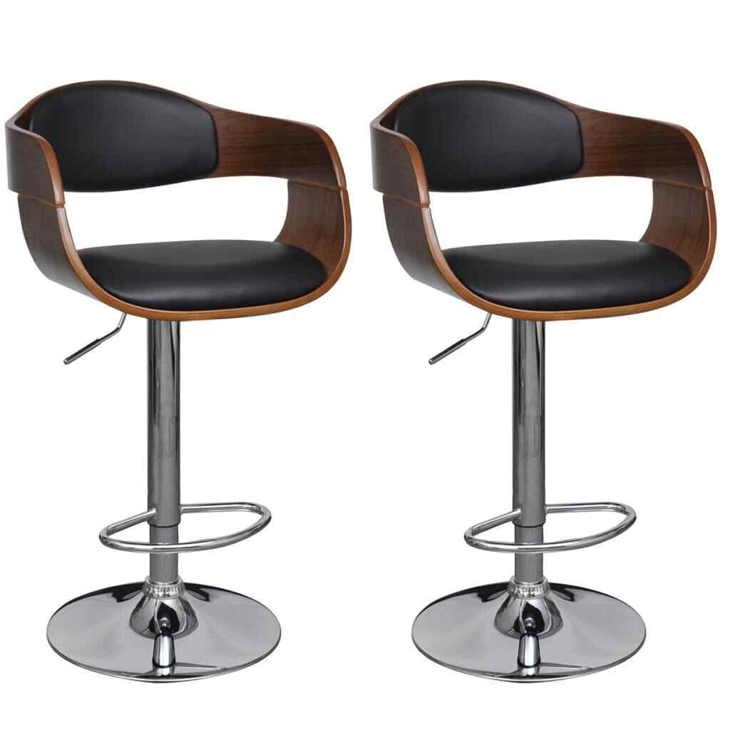 Buy FTYP 2X Solid Wood Bar Bent Stools Faux Leather Restaurant Bar ...