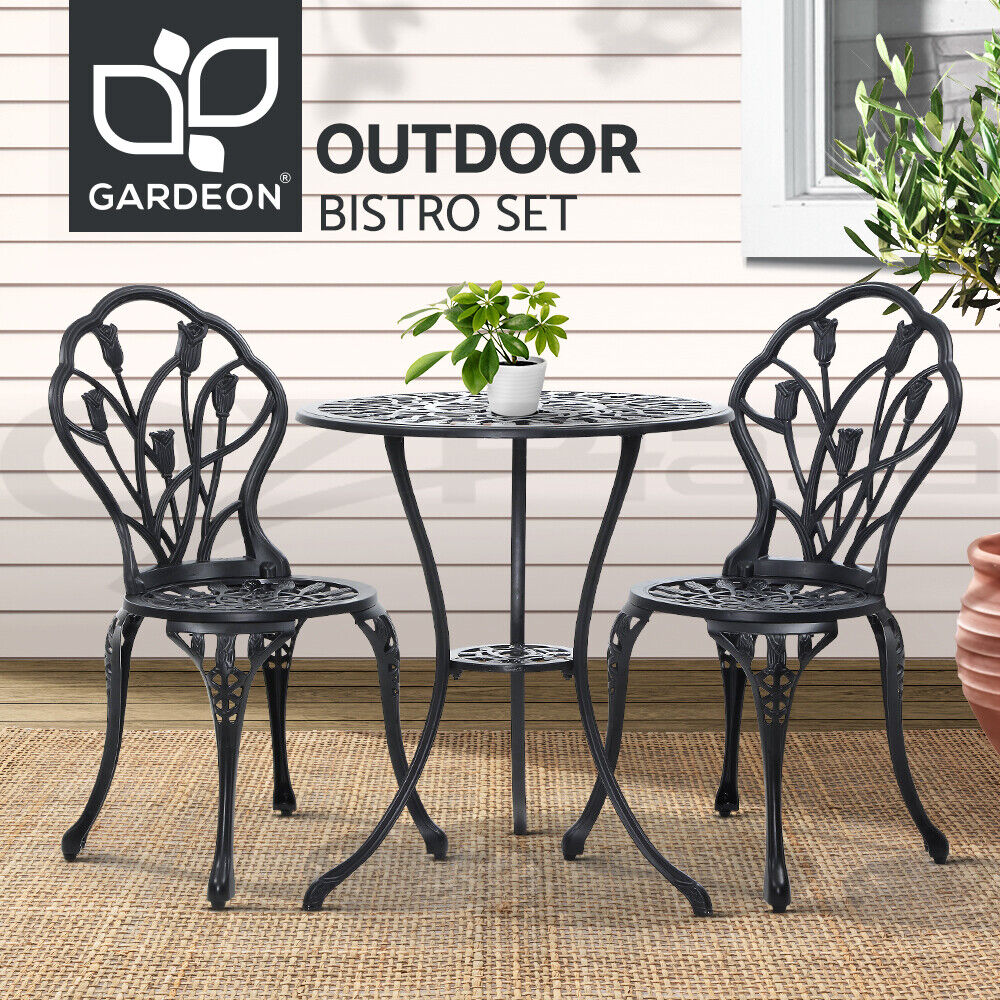 Buy FTYP 3 Piece Outdoor Setting Chairs Table Bistro Set Cast Aluminum ...