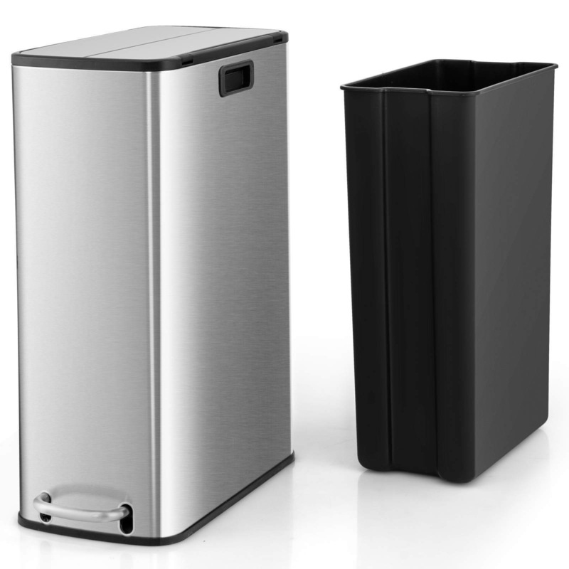 Buy FTYP 46L Stainless Steel Trash Can Kitchen Waste Bin Slim Step ...