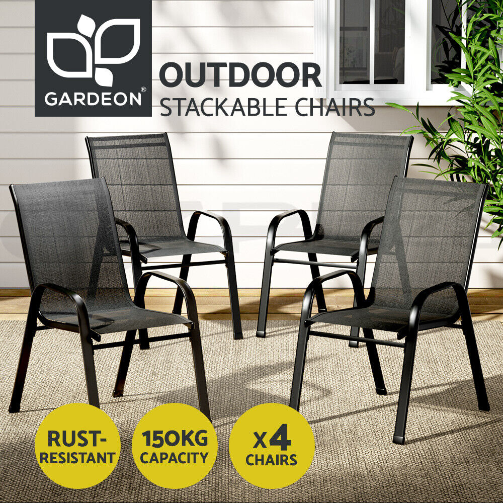 Buy FTYP 4Pc Outdoor Dining Chairs Stackable Lounge Chair Patio ...