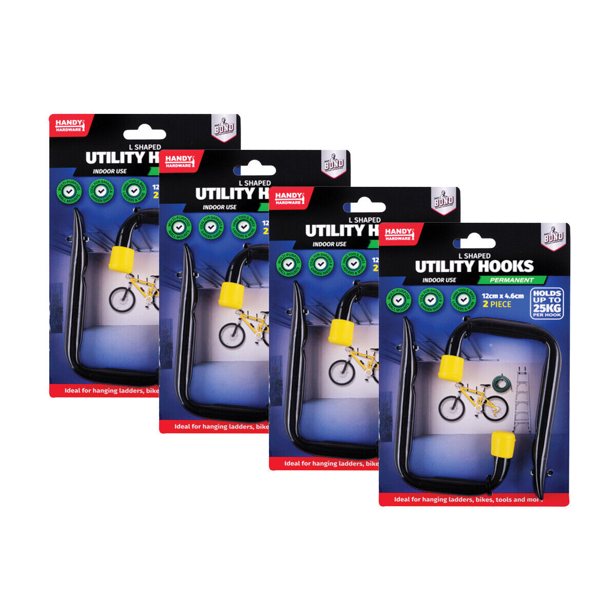 Buy FTYP 8Pce L Shape Wall Mounting Hooks 25Kg Hold Capacity 80 X 120Mm ...