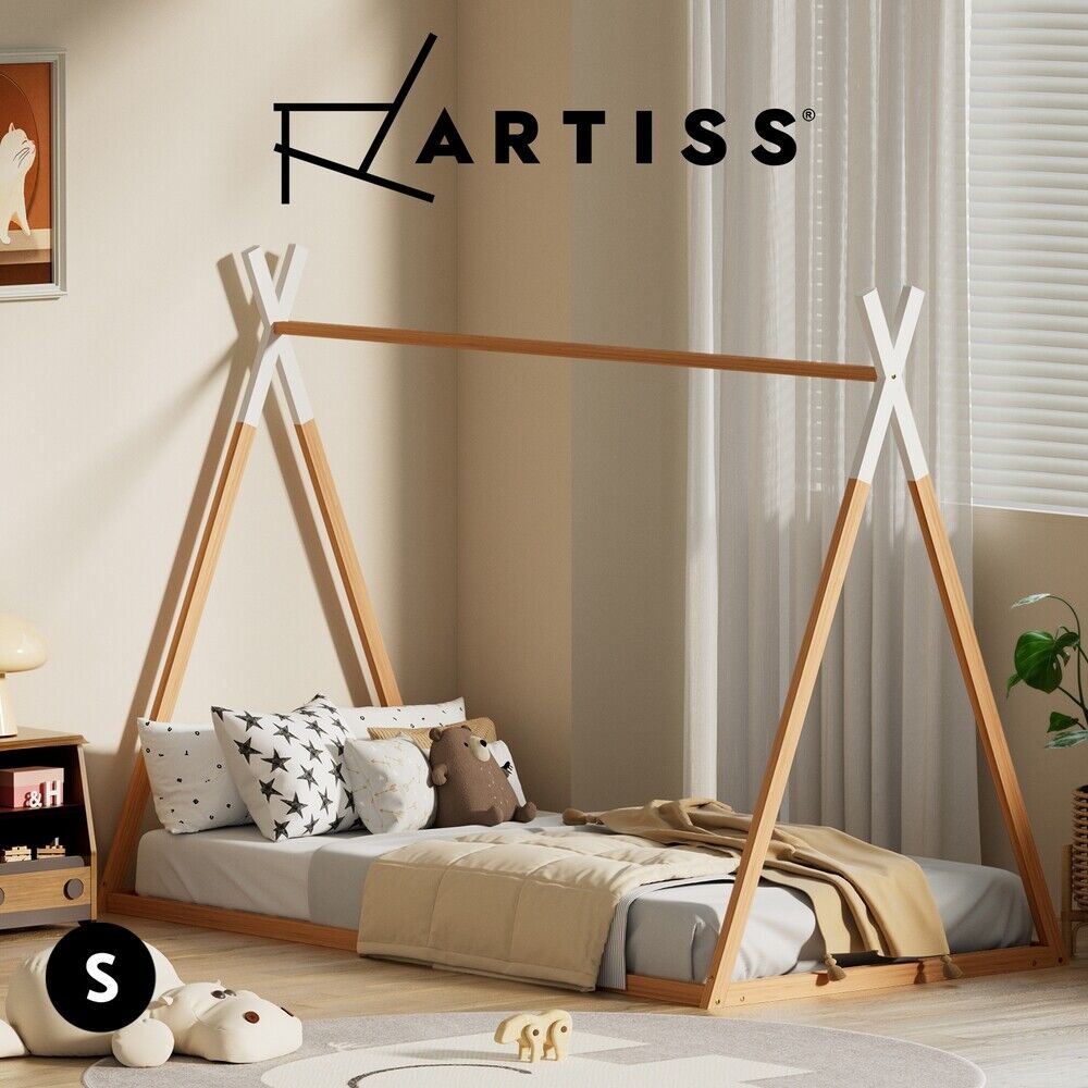 Buy FTYP Bed Frame Wooden Base Kids Single Timber House Mattress ...