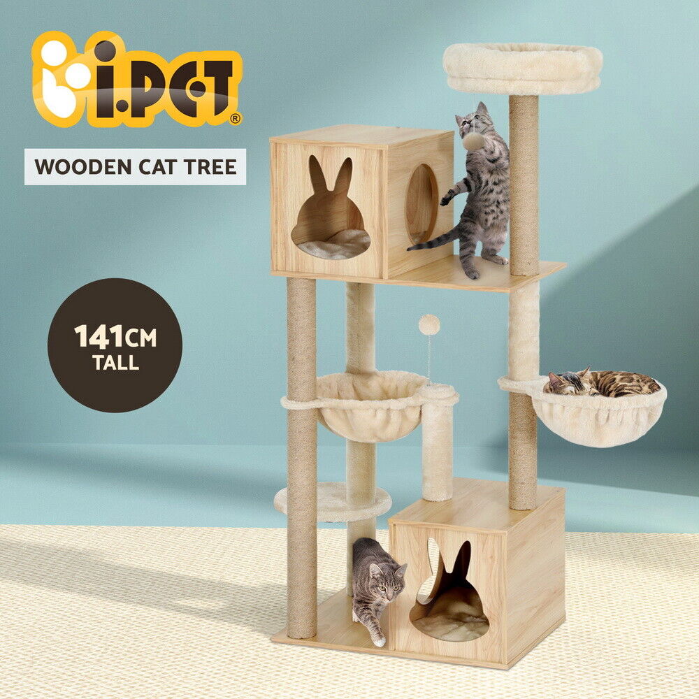 Buy FTYP Cat Tree Tower Scratching Post Scratcher 141Cm Wood Bed Condo ...