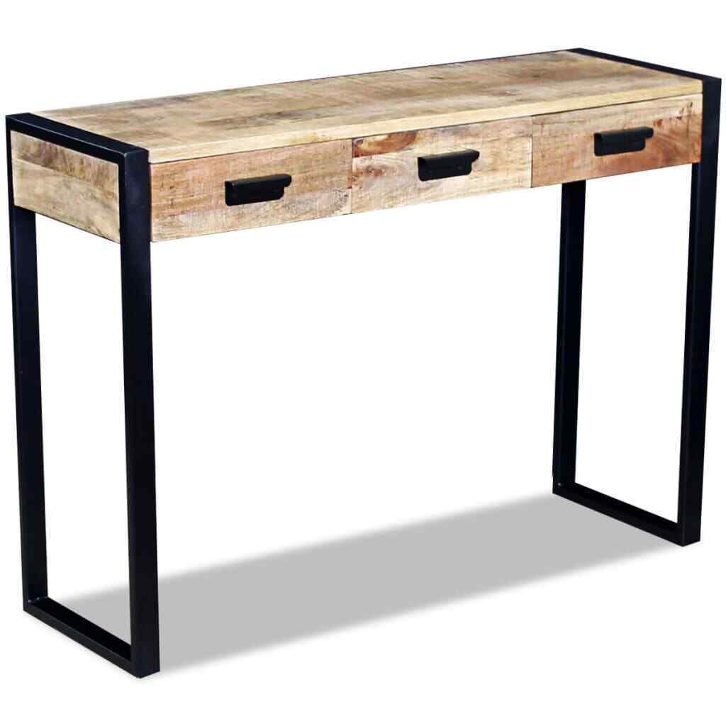 Buy FTYP Console Table With 3 Drawers Solid Mango Wood 110X35X78Cm Side ...