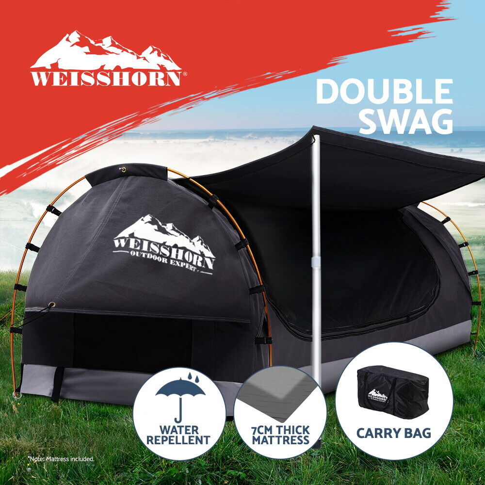 Buy FTYP Double Swag Camping Swags Canvas Free Standing Dome Tent Dark ...