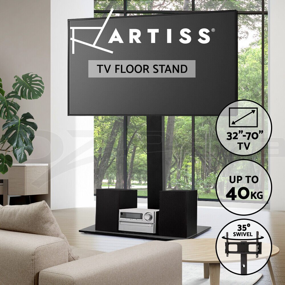 Buy FTYP Floor Tv Stand Swivel Mount Bracket Shelf 32 To 70 Inch Height ...