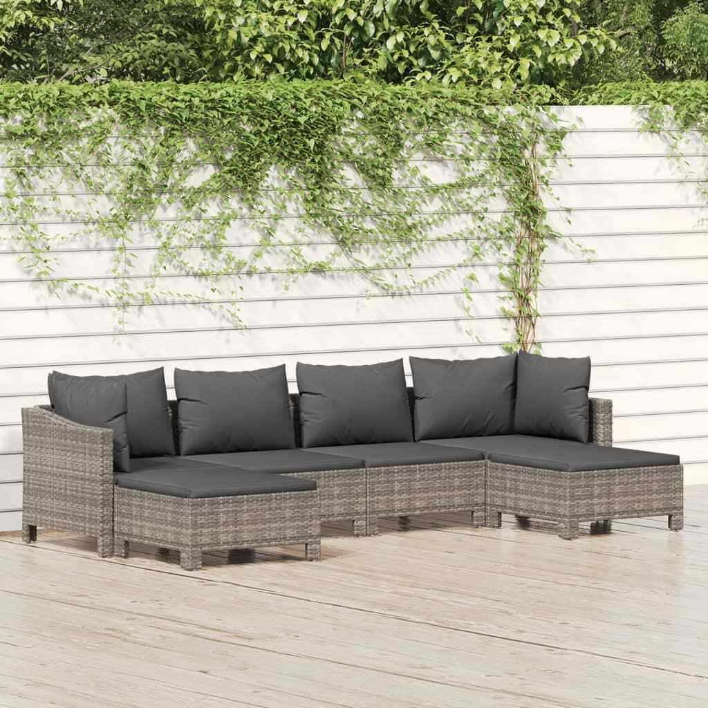 Buy FTYP Outdoor Furniture Sofa Set 6 Piece Middle Corner Sofa Grey ...
