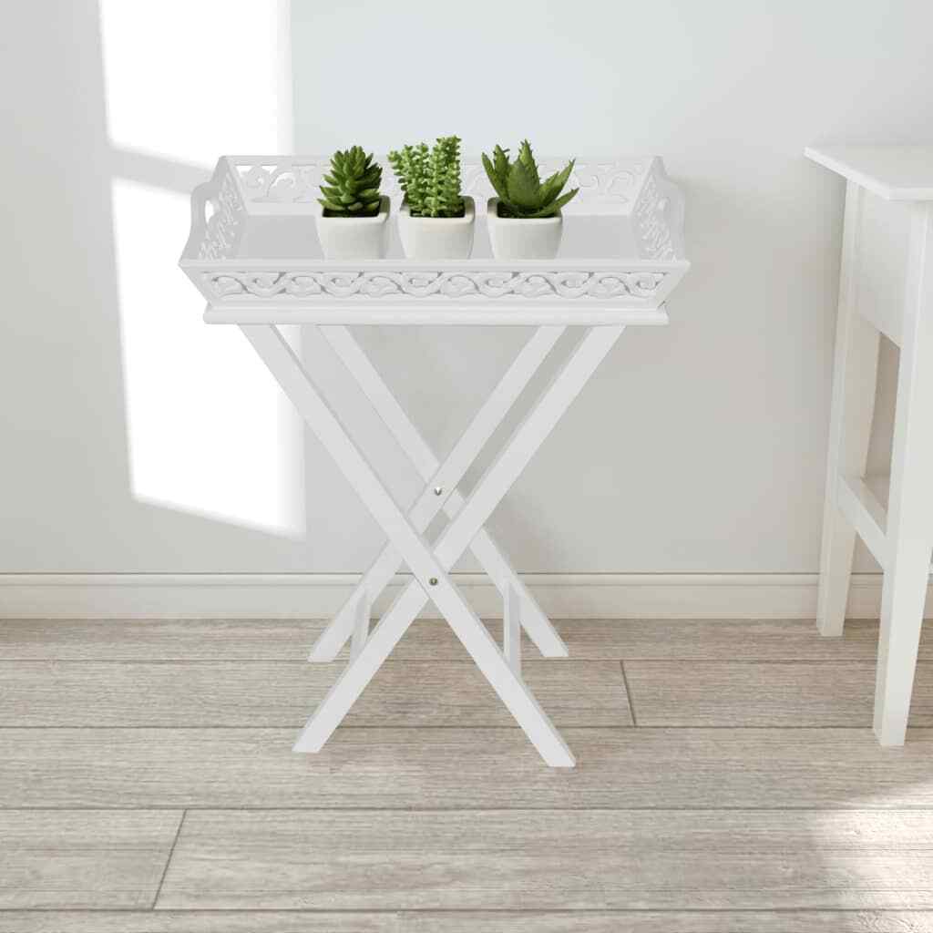Buy FTYP Side Table With Tray White Plant Stand End Console Nightstand ...