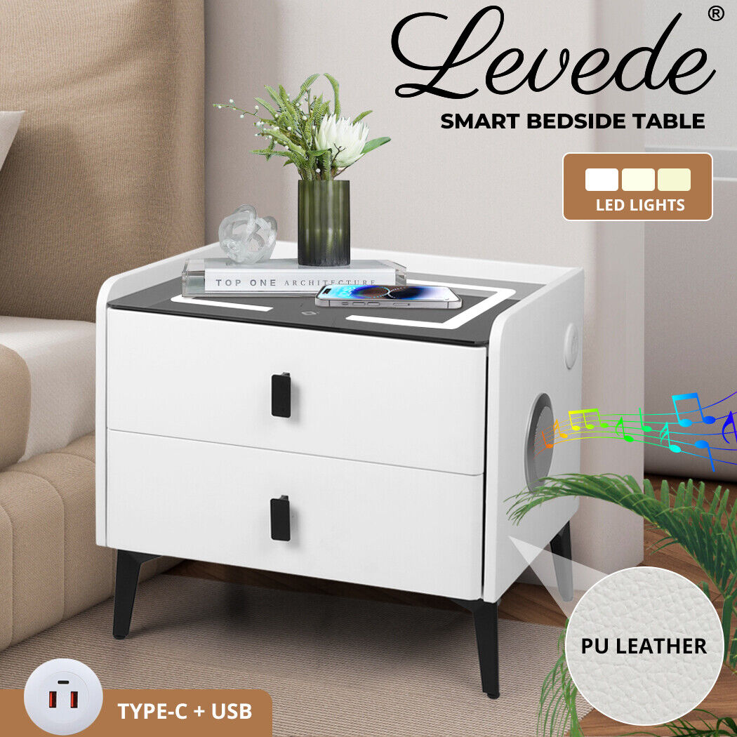 Buy FTYP Smart Bedside Table Side Drawer Phone Wireless Charging Usb ...