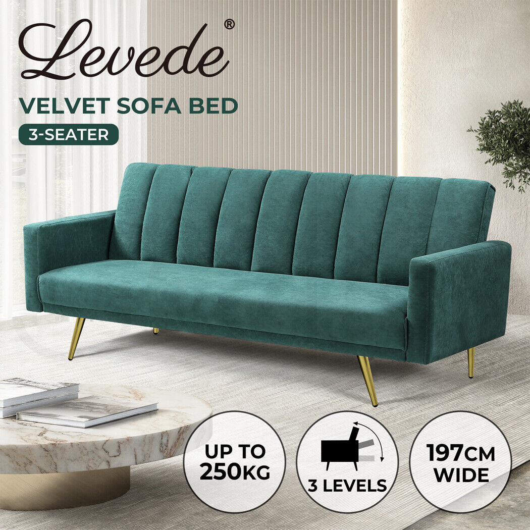 Buy FTYP Sofa Bed Convertible Velvet Lounge Recliner Couch Sleeper 3 ...