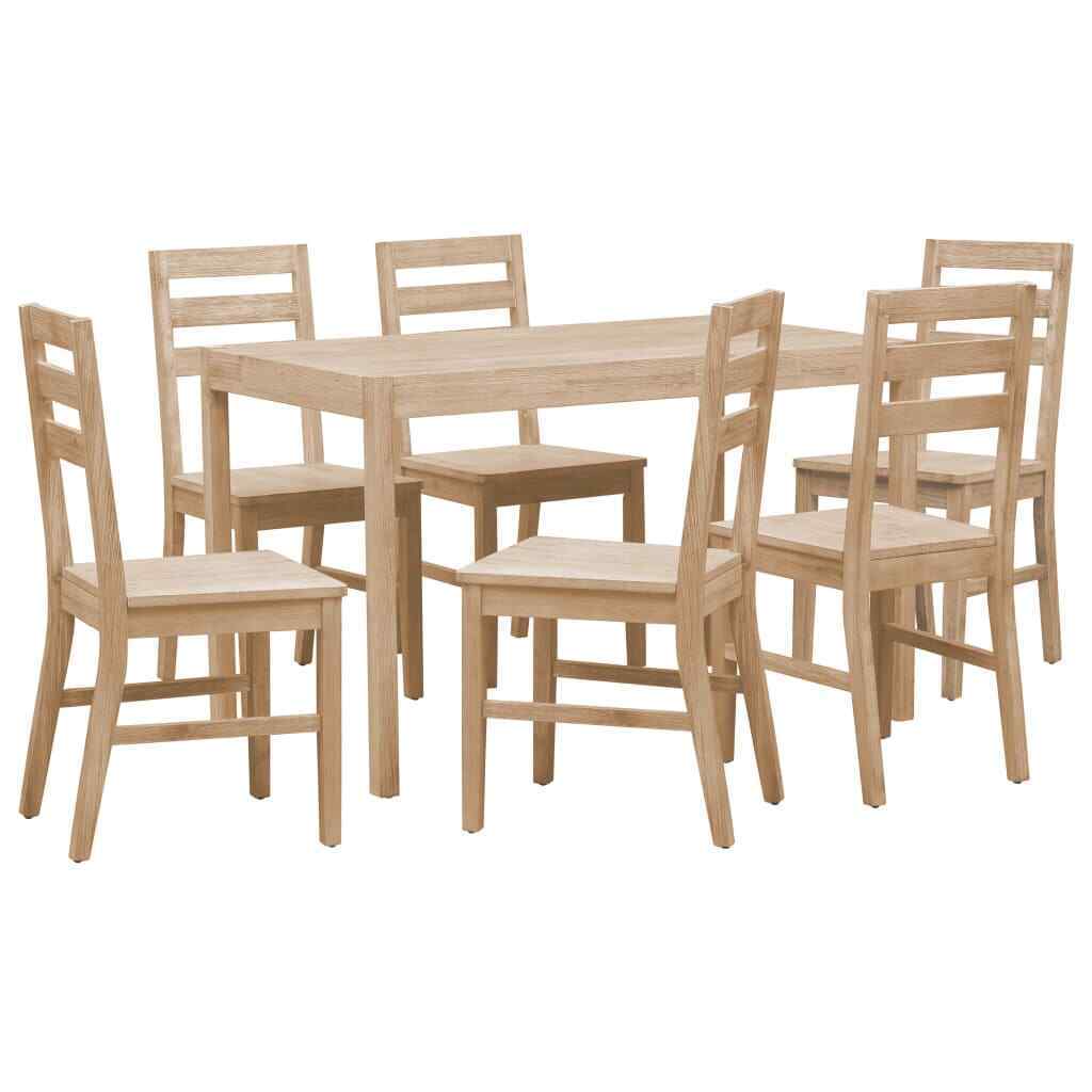 Buy FTYP Solid Wood Acacia Dining Set 7 Piece Kitchen Table And Chair ...