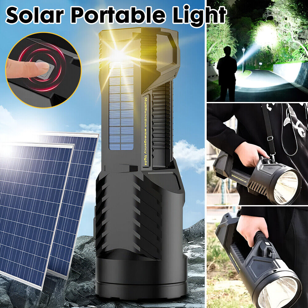 Buy Huge Solar Flashlight Long Range Double-Heads Spotlight Handheld ...