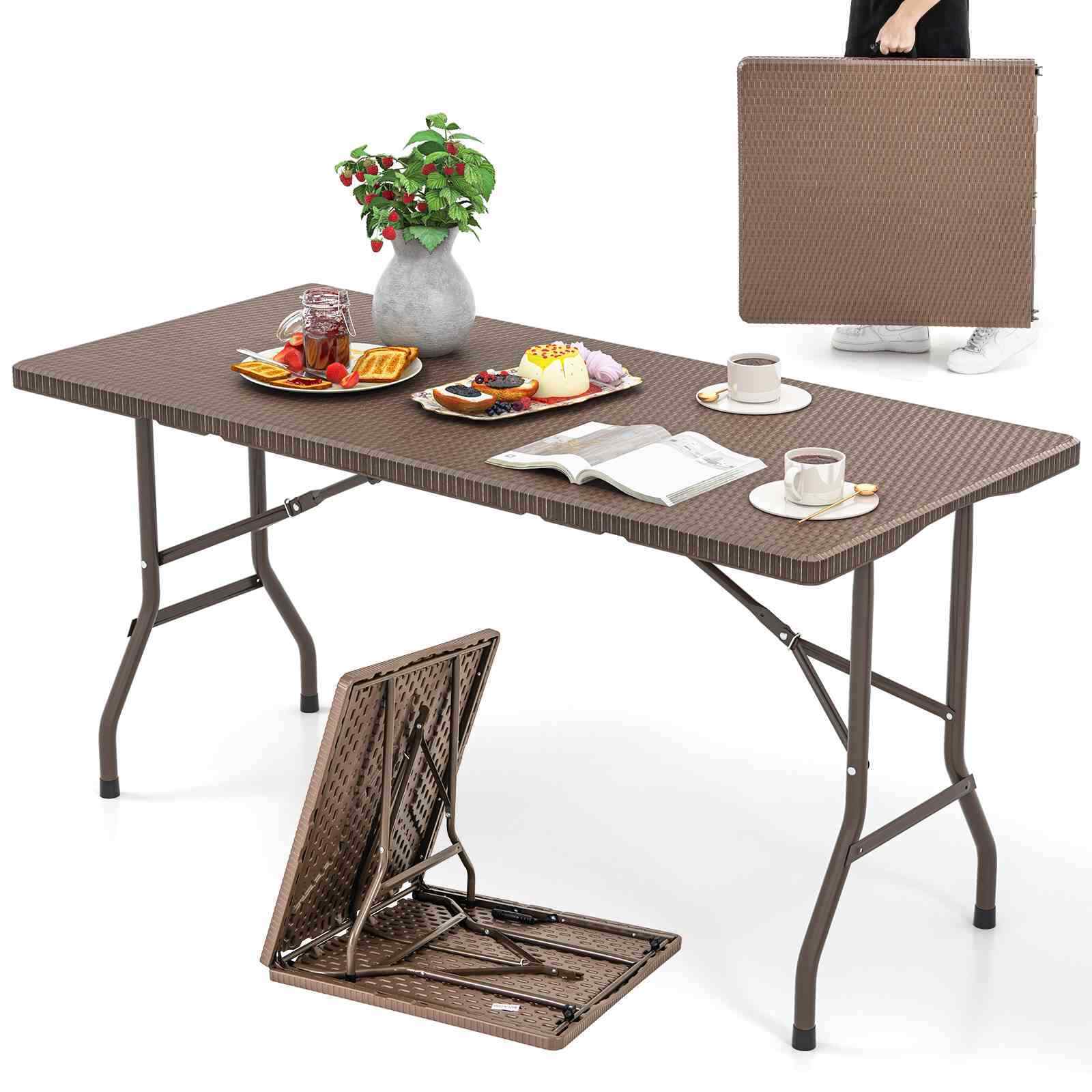 Buy P&P 1.5M Sturdy Folding Picnic Table 4-6 Person Camping Table W ...