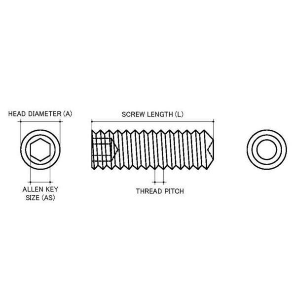 Buy P&P Pack Of 5 Plain Black Socket Set Screw M5 X 0.80P X 6Mm Metric ...