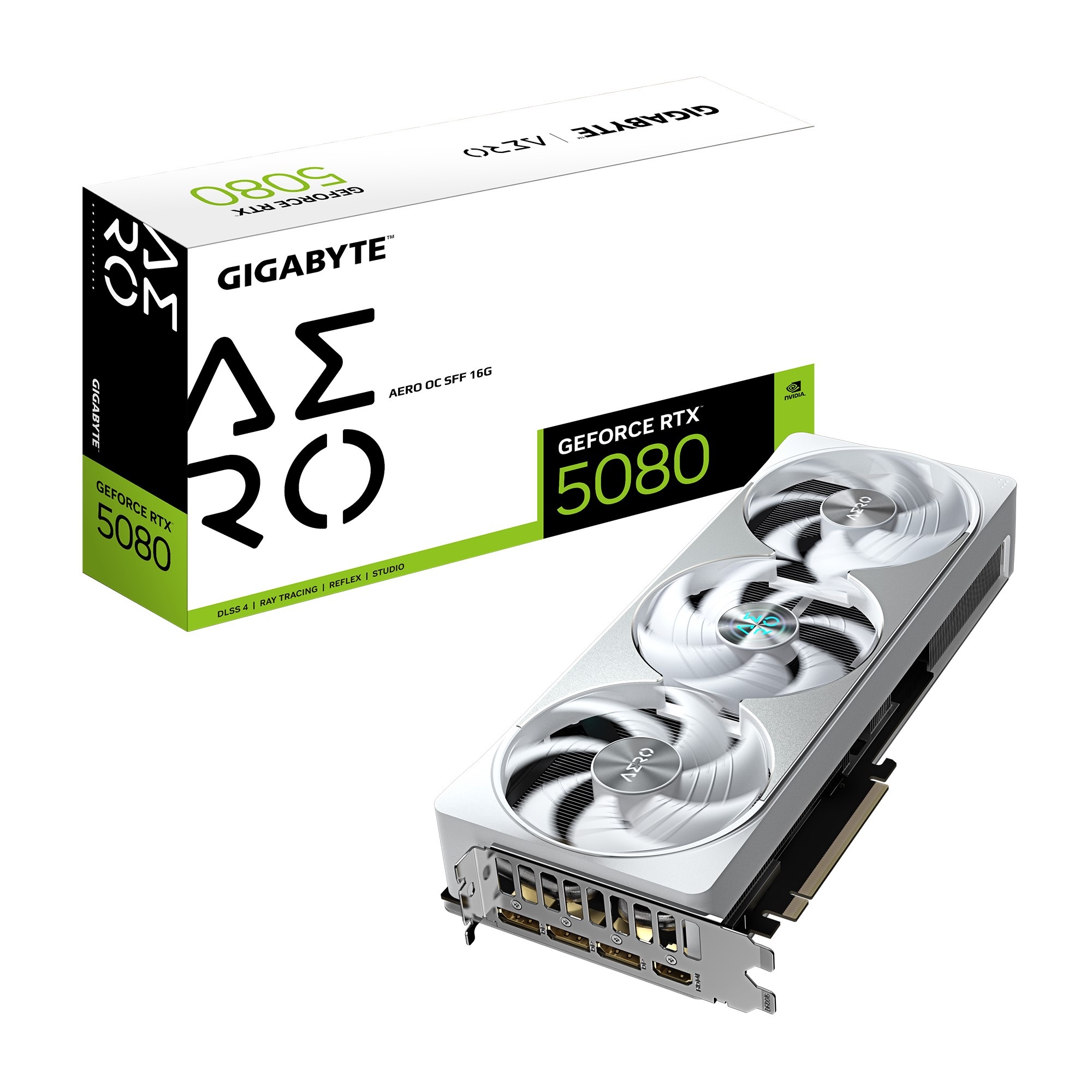 Buy Gigabyte GeForce RTX 5080 AERO OC SFF 16G, 2730 MHz, CUDA 10752, 30 Gbps, GDDR7, 256 bit ...